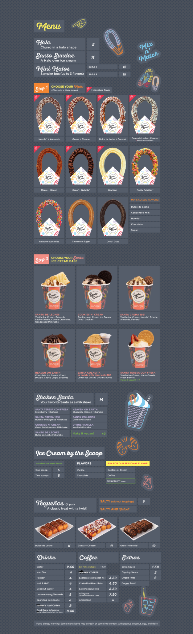 menu - Santo Dulce Churros! In Miami